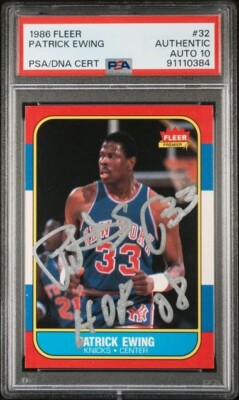 Patrick Ewing 1986 Fleer HOF 08 Signed Basketball Rookie Card #32 Auto ...