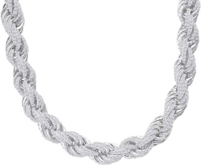 66.33 Cttw Twisted Braided Rope Chain Necklace 22" Moissanite Barrel ...