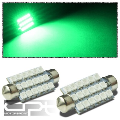 X2 11X39MM 18SMD 3528 12V BRIGHT GREEN LED INTERIOR DOME/TRUNK LIGHT ...