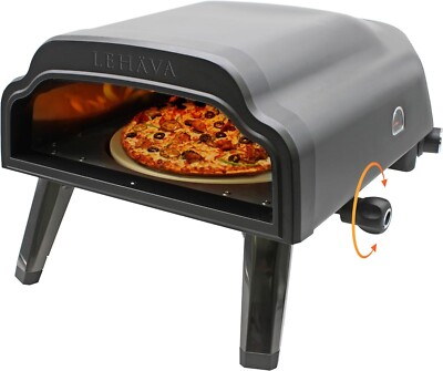 LEHAVA 14 in. Portable Propane Pizza Oven and 360 degree Rotating ...
