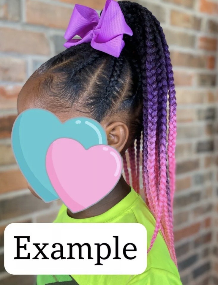 14” BRAIDED DRAWSTRING PONYTAIL FOR KIDS - 1b/Ombré Purple w/ Purple ...