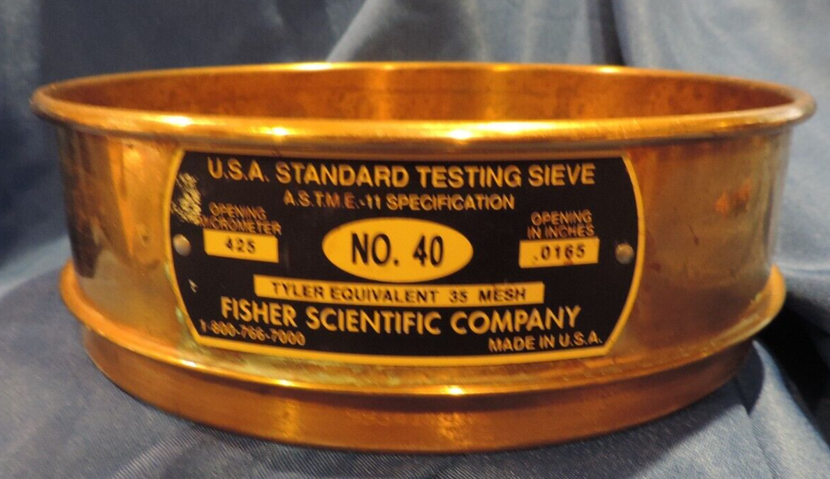 USA STANDARD TESTING SIEVE NO 40 BLACK LABEL .0165" 425 OPENING BRASS ...