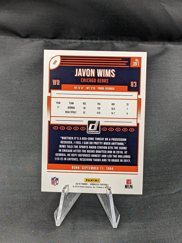 2018 Donruss BLUE PRESS Proof Javon Wims RC Chicago Bears #391 | eBay
