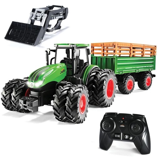 Remote Control Tractor and Trailer Set RC Kids Tractor Toy Front Loader ...