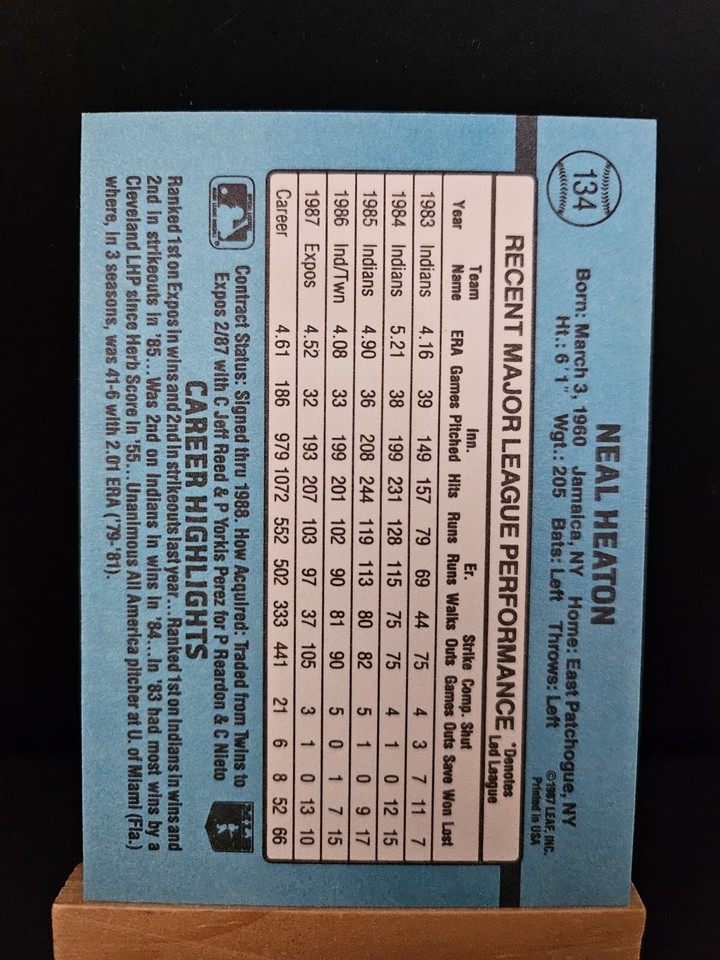 1988 Donruss - #134 Neal Heaton - MONTREAL EXPOS | eBay