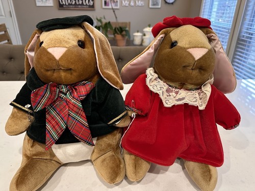 Vintage 1985 Toys R Us Rabbit Ears Velveteen Boy & Girl Bunny Holiday ...