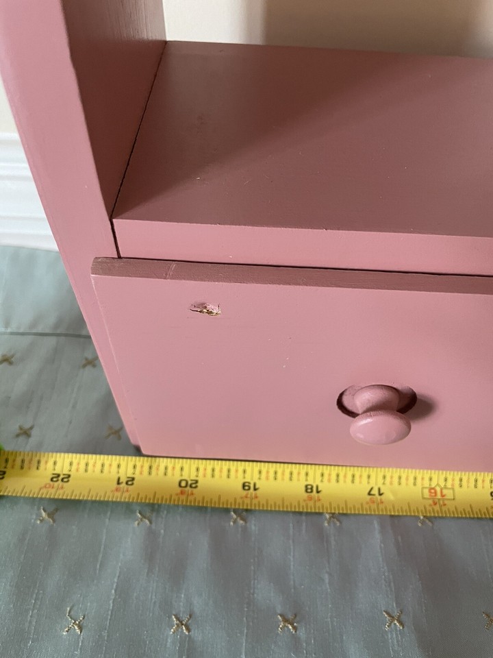 Trinket Shelf VTG Pink Shabby Chic Wood Wall Display Shelf With a ...