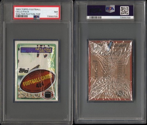 1983 Topps FOOTBALL Cello Pack WALTER PAYTON Top PSA 7 NM *New Case ...