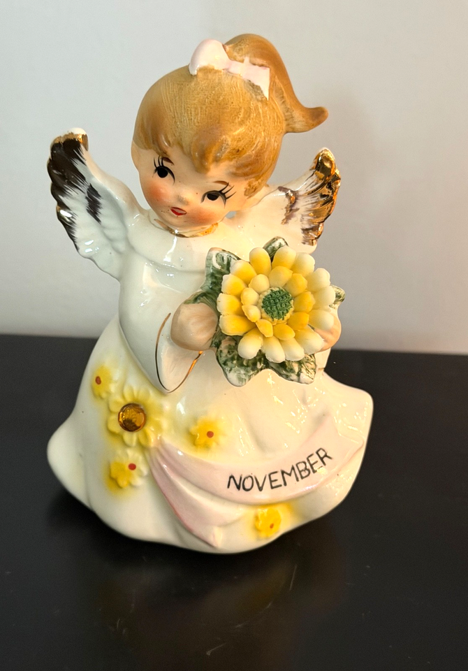Vintage Lefton November Angel HTF Birthday Angel Topaz Stone | eBay