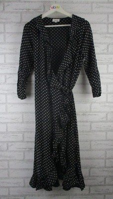 Seed Heritage womens wrap dress black white circle print 10 cotton mix ...