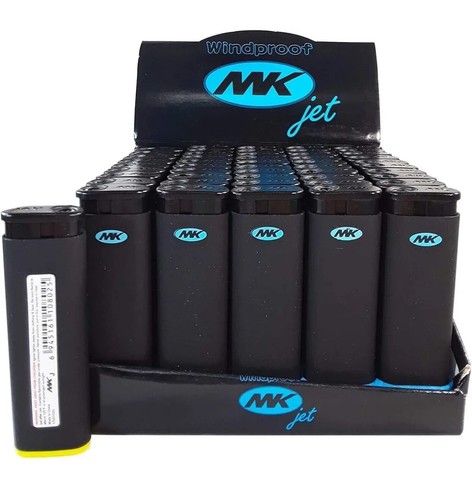 50 Ct MK JET BLACK TORCH Big Full Size Lighters Refillable Windproof ...