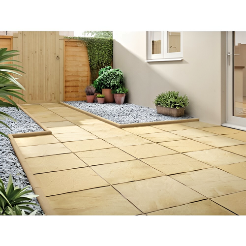 Pack of 10 - Riven Buff Concrete Paving Slab 450x450x32mm – Garden Path ...