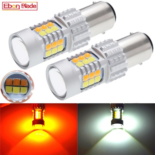 2 x LED 1157 BAY15D White/Amber Dual Color Switchback DRL Turn Siganl ...