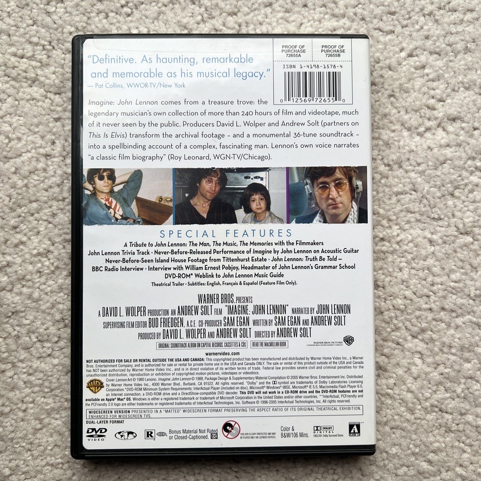 Imagine: John Lennon (DVD, 1988) Deluxe Edition Beatles 12569726550| eBay