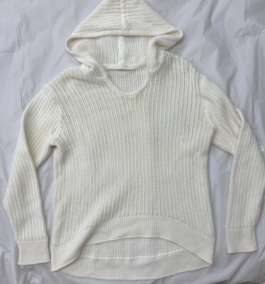 Athleta Women’s White Knit Mesh Hooded Sweater Size Medium | eBay