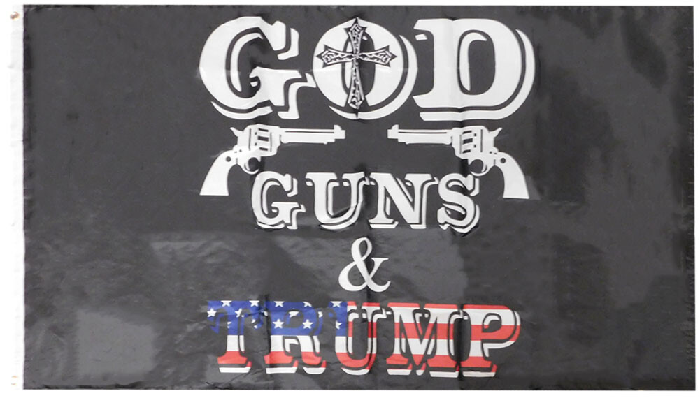3x5 TRUMP 2024 God Guns & Trump PATRIOTIC USA Overlay Black 3'x5' Flag ...