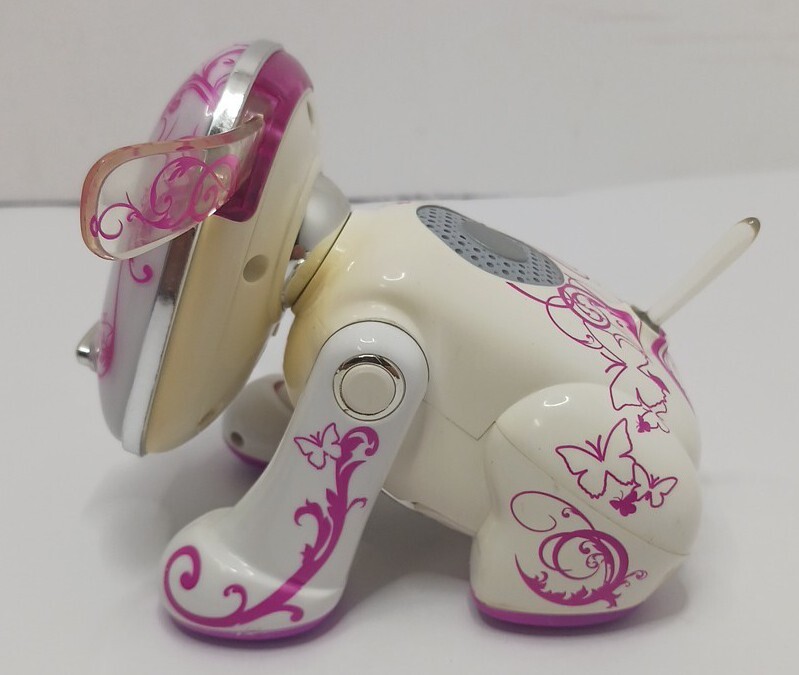 2007 Hasbro Sega iDog Amp'd Robot Dog White Pink Butterflies Swirl ...
