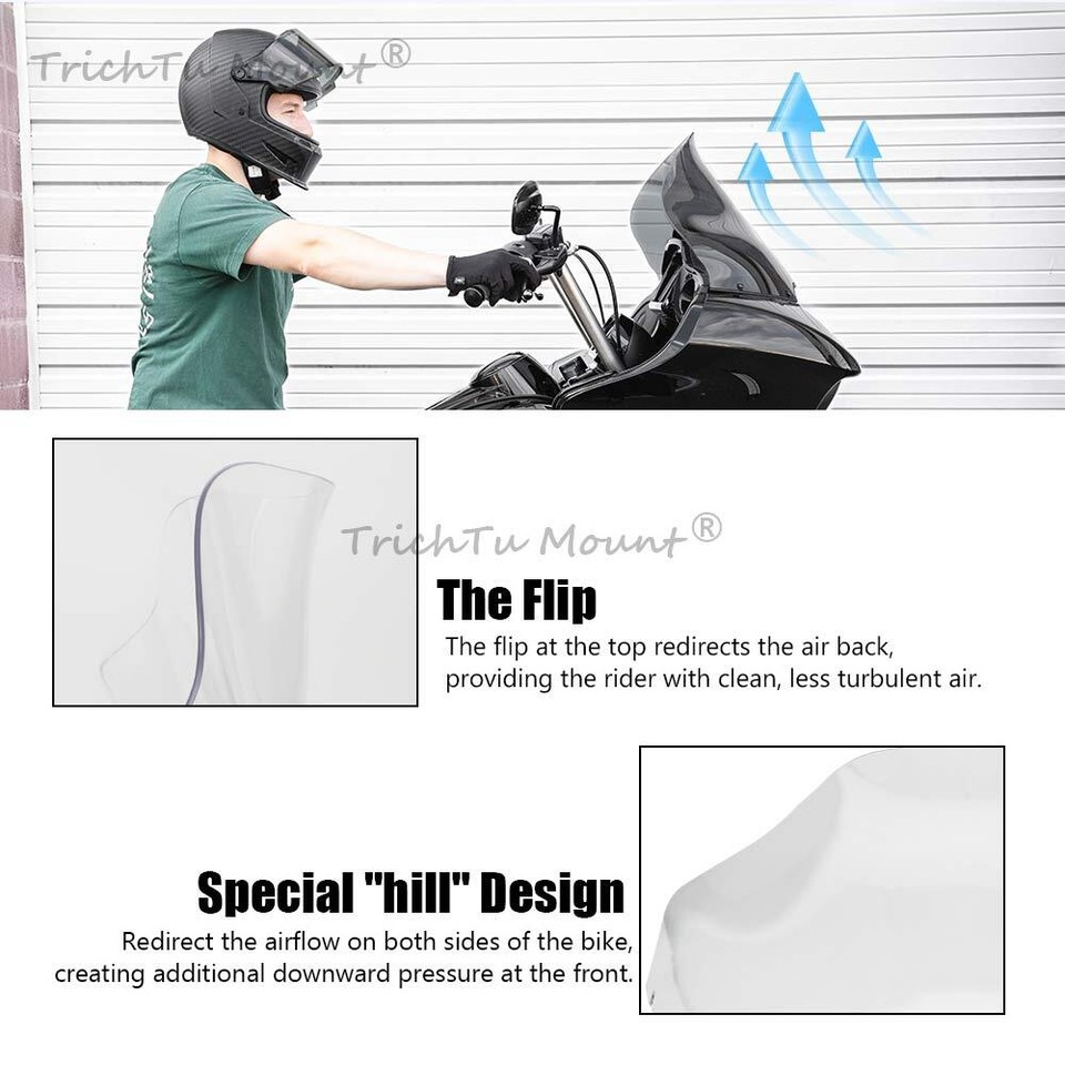 Clear 13" Wave Windshield Windscreen For Harley Road Glide FLTRX 2015 ...