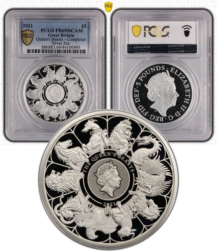 UK Great Britain £5 2021 PCGS PR69 Silver 2oz. 'Queen's Beasts ...