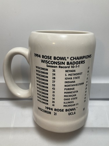 Vintage January 1994 Wisconsin Badgers NCAA Rose Bowl Champions White ...