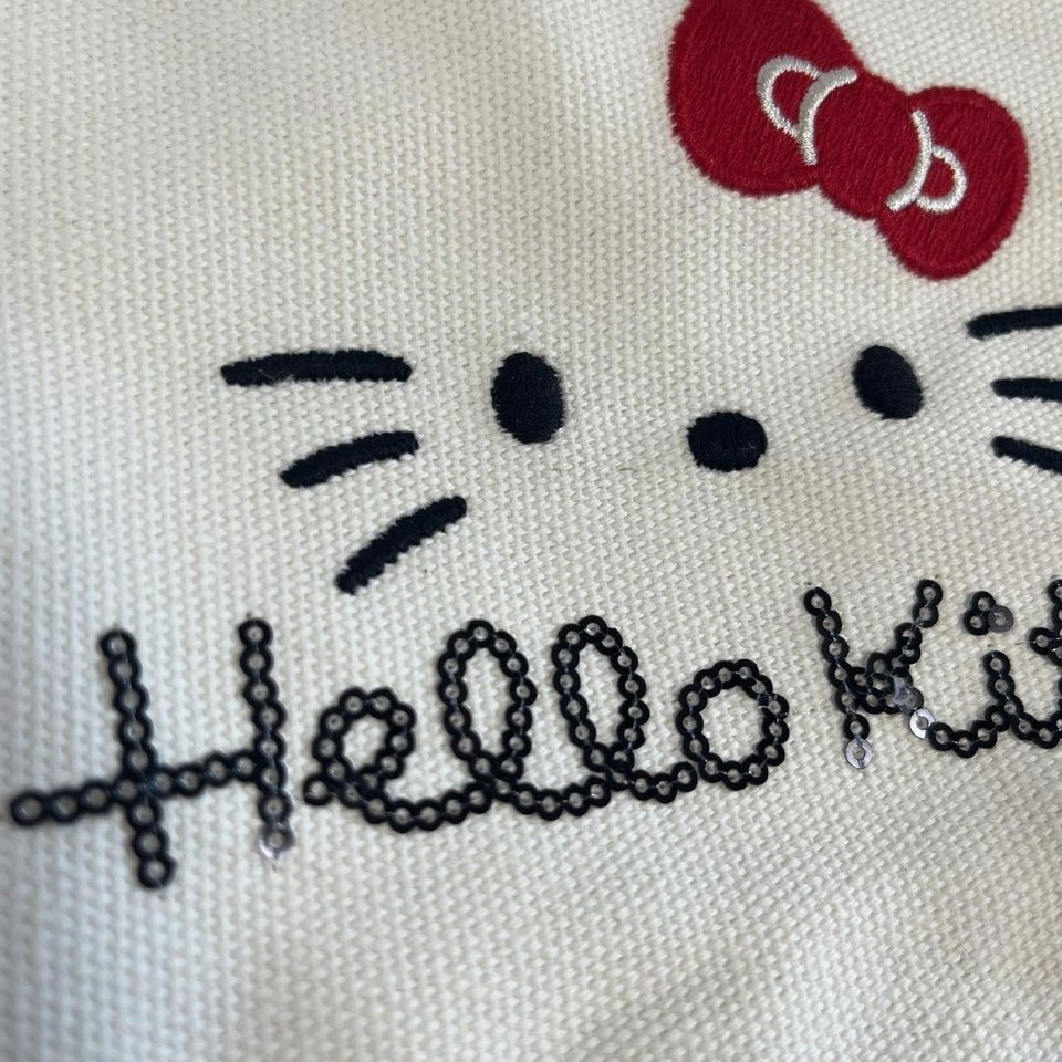 Hello Kitty Small Tote Bag Ivory Black Used | eBay