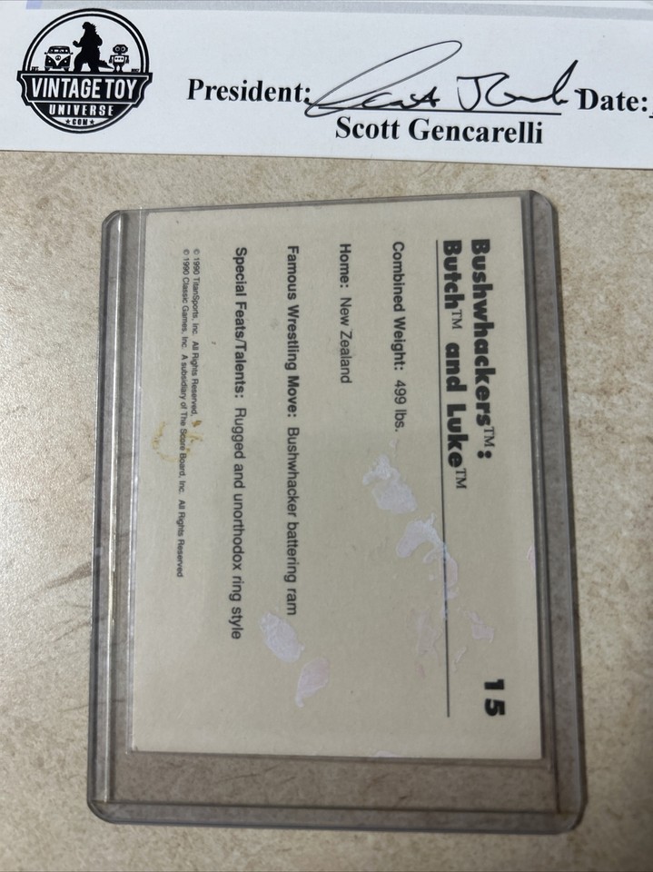 The Bushwackers Butch Luke Signed 1990 WWF Classic Trading Card #15 HOF ...