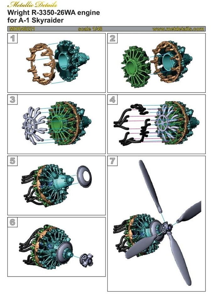 Douglas A-1 Skyraider. Wright R-3350-26WA engine for Aircraft (Tamiya ...