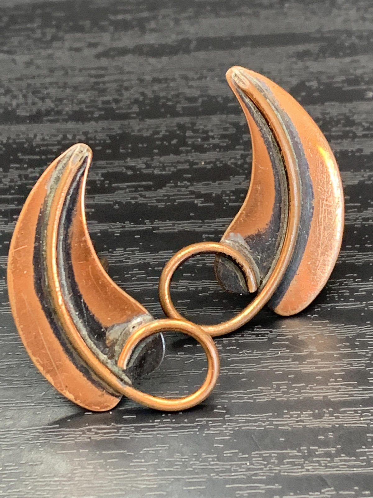 Mens Vintage Solid Copper Leaf Design Artist Made Cuf… - Gem