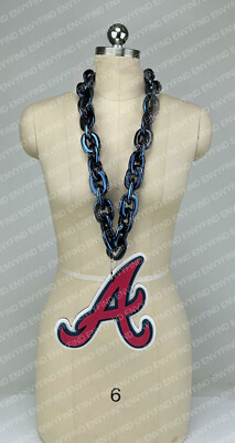 New MLB ATLANTA BRAVES NAVY BLUE Jumbo Big Fan Chain Necklace Foam MI ...