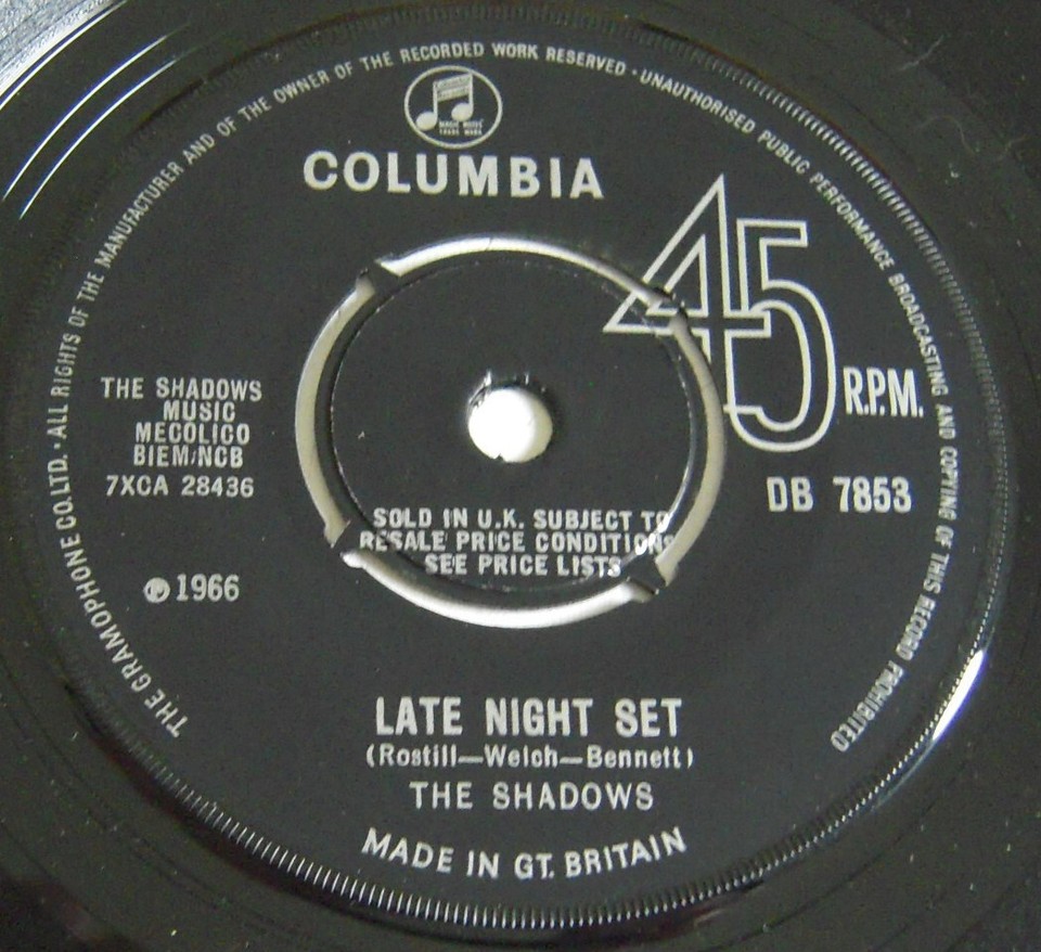 The SHADOWS "Late Night Set / I met a Girl " 1966 UK 45 COLUMBIA Cliff ...