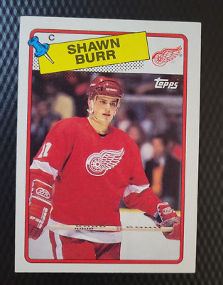 1988-89 Topps SHAWN BURR Detroit Red Wings NHL Hockey Career Stats Card ...
