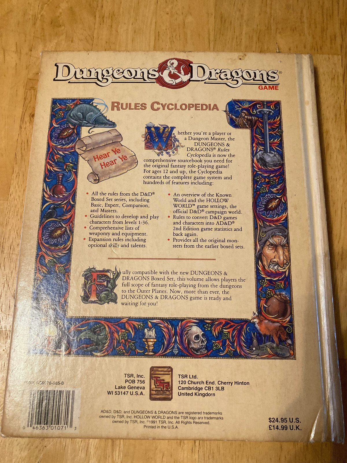 1991 Dungeons and Dragons Rules Cyclopedia D&d RPG TSR 1071 1st Edition ...