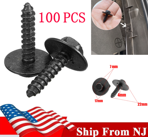 100PCS Metal Car Body Fender Bumper Screw Retainer Clips 7mm Hex (4.2-1 ...