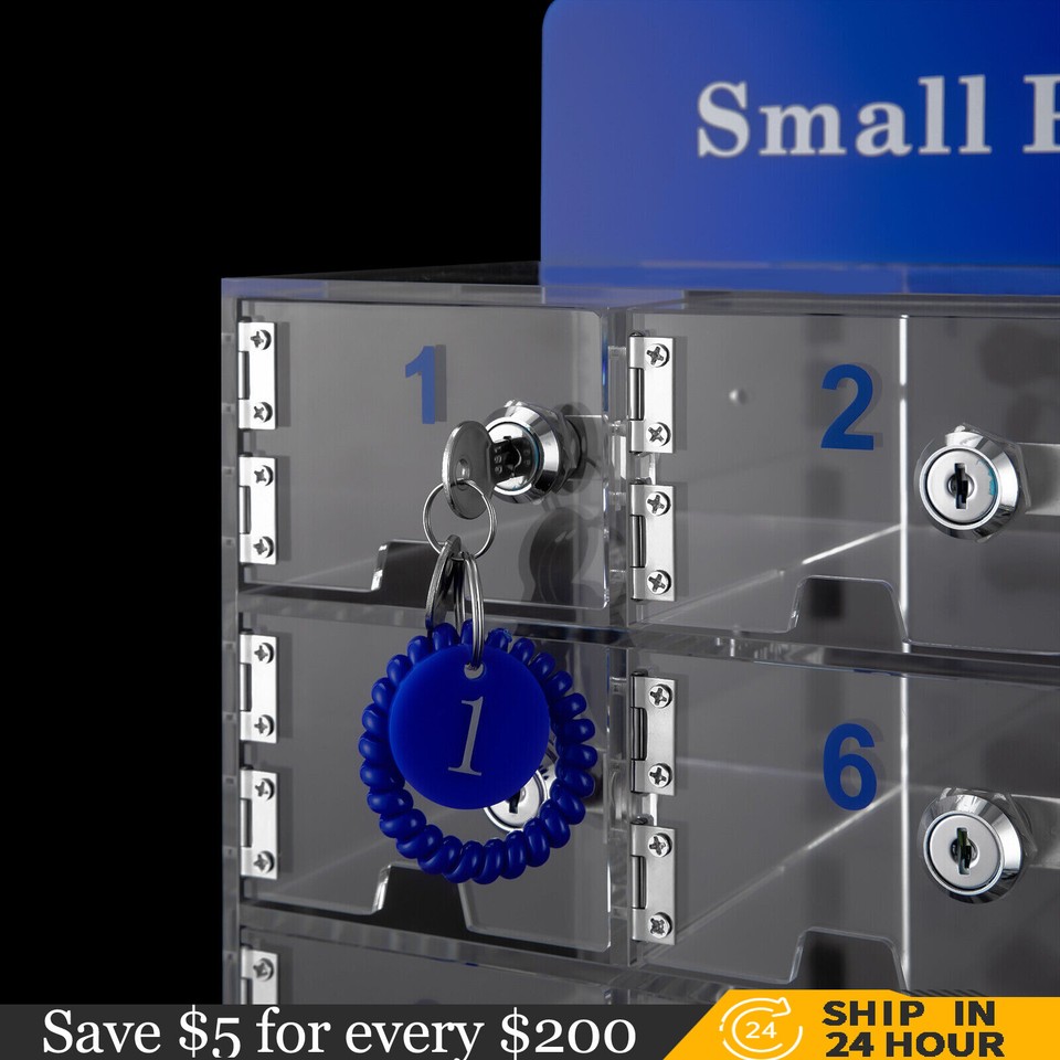Clear Acrylic Cell Phone Locker Box Storage Cabinet Pocket w/ Door Lock ...