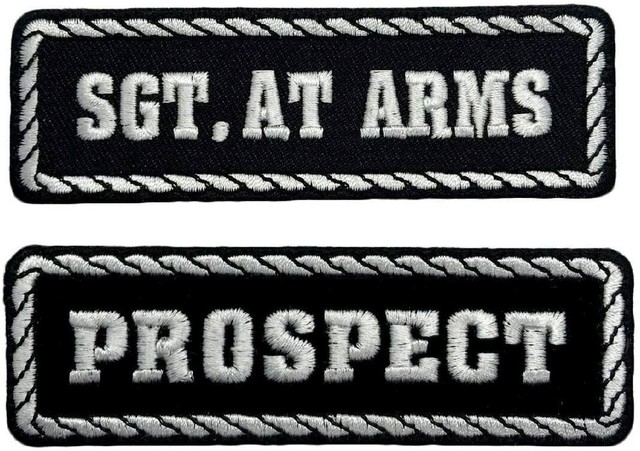 SGT Sargent at Arms,Prospect Officer MC Patch {2PC Bundle -Black ...
