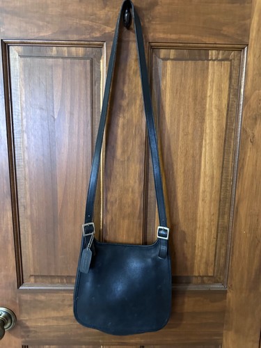 Vintage COACH 9134 Black Leather Hippie Flap Crossbody Saddle | eBay