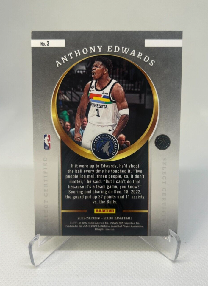 Anthony Edwards - 2022-23 Select Certified Insert #3 - Minnesota ...
