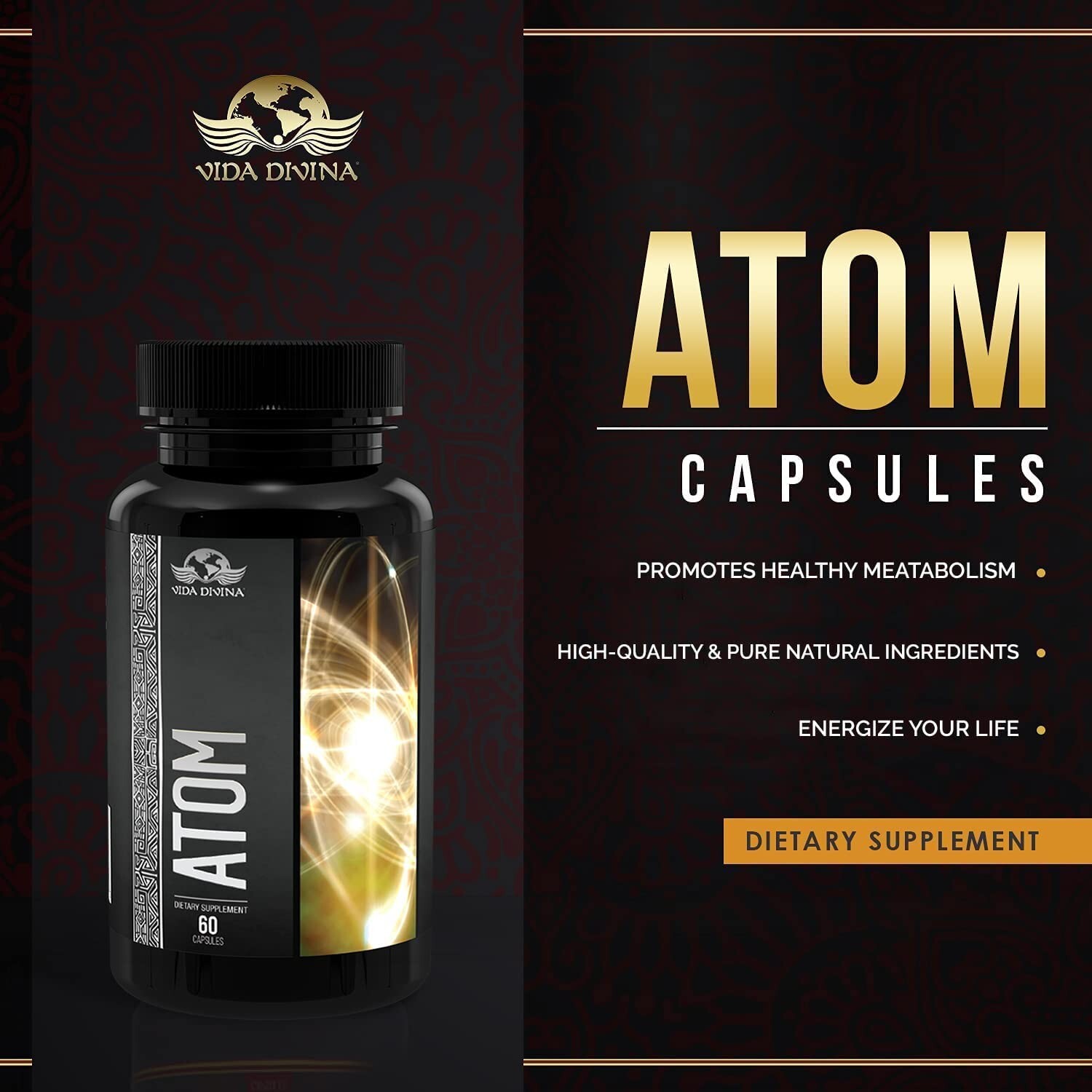 Atom 60 Capsules + 6 Weeks Supply Detox Tea Organic Healthy Cleansing ...