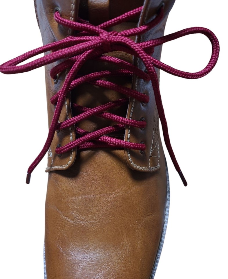 2 Pair Round 4mm thick Heavy Duty Burgundy red boot shoelaces ...