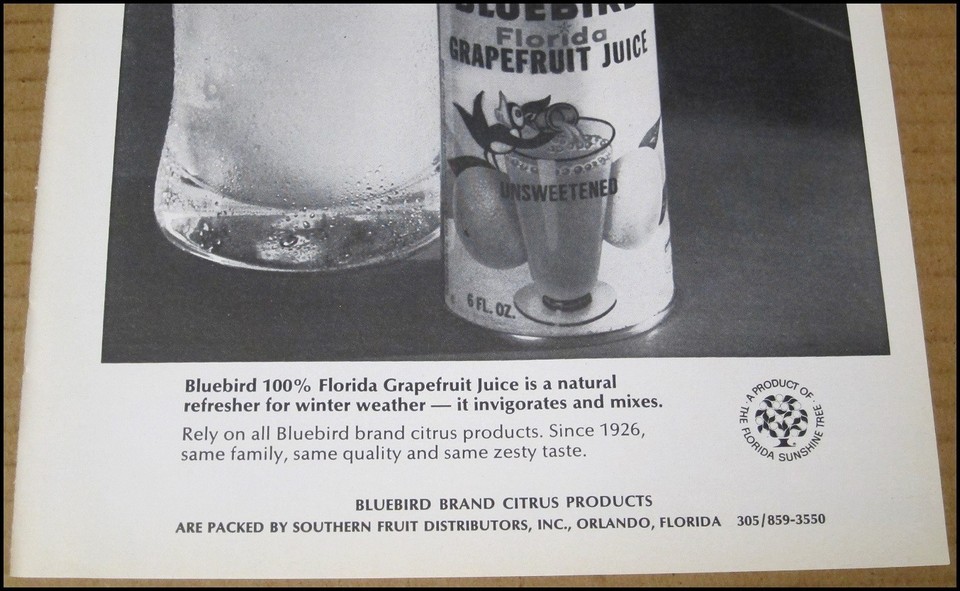 1978 Bluebird Florida Grapefruit Juice Print Ad Advertisement Brand ...
