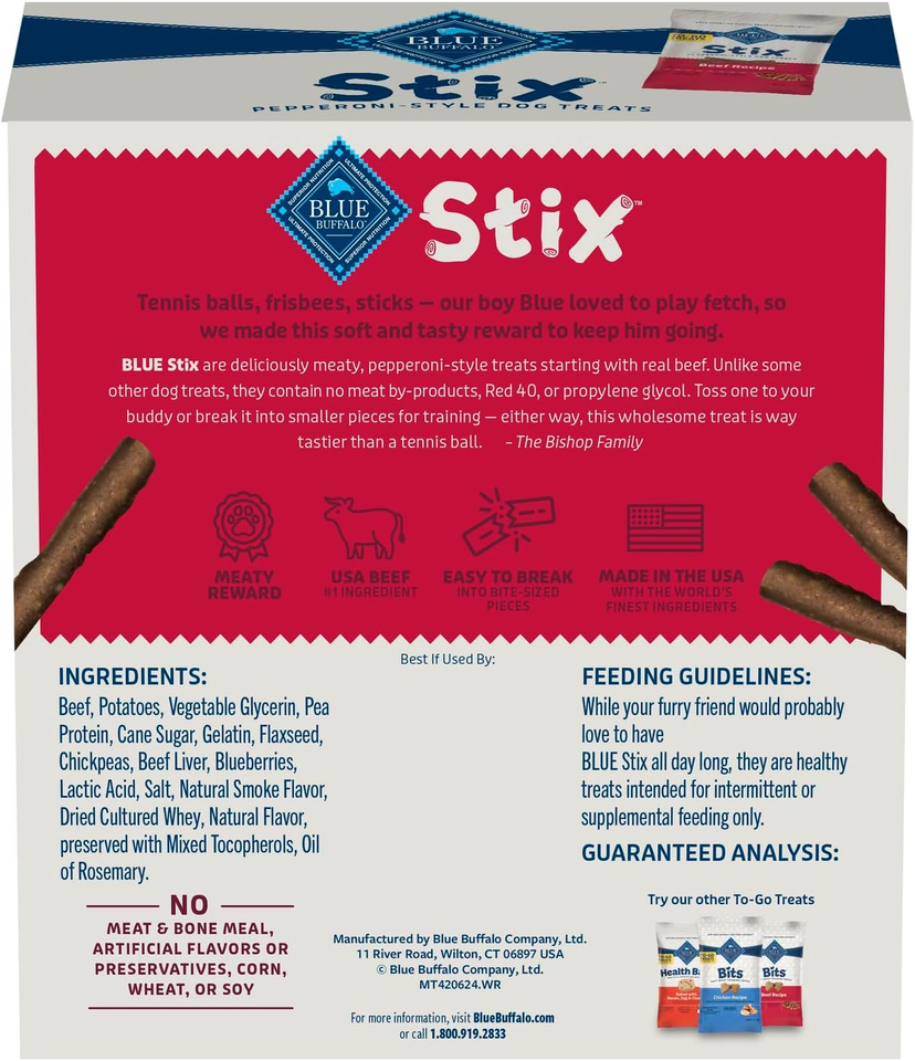 Stix Natural Soft Moist Dog Treats TOGO Beef Recipe, 1Oz Bags, Pack of ...