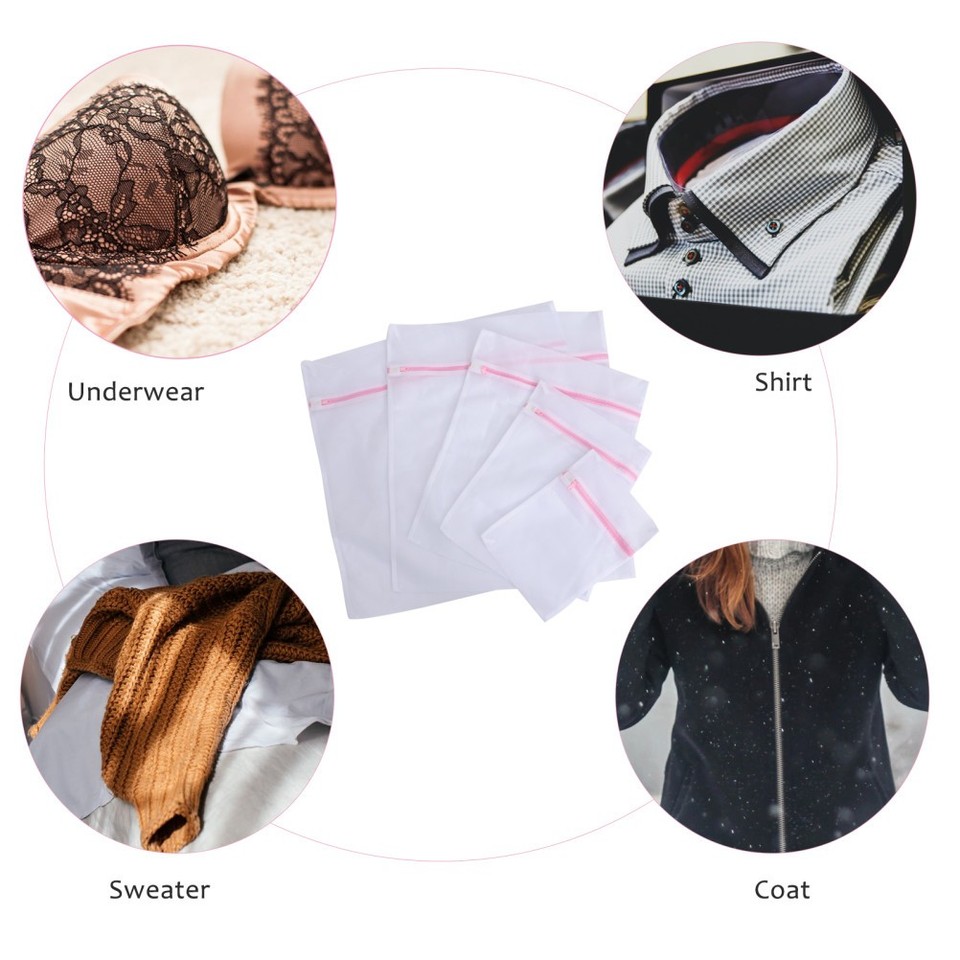 5pcs Bra Underwear Lingerie Machine Mesh Wash Bag Travel Mesh Bag (Pink ...