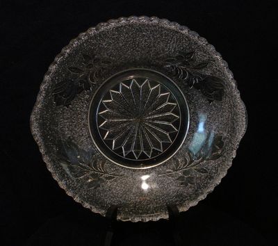Early American Pattern Glass Bryce Brothers Rose in Snow Handled Plate ...