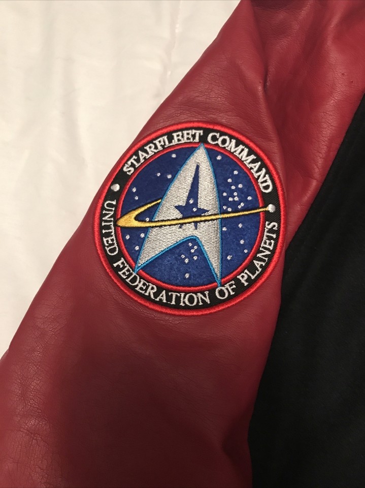 Star Trek Starfleet Men's Embroidered Varsity Bomber Jacket Red Size M ...