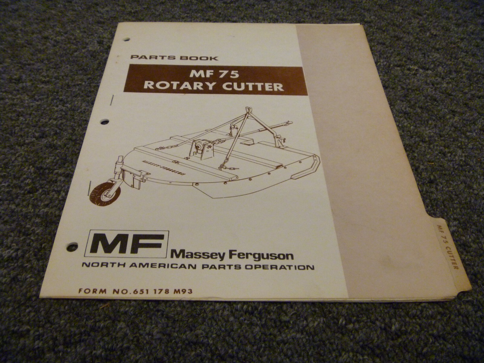 Massey Ferguson MF75 Rotary Cutter Parts Catalog Manual Form No. 651 ...