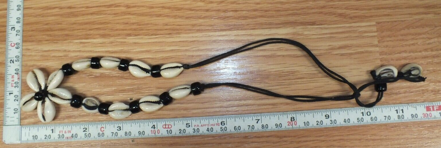 Black Rope & Coffee Bean Trivia Sea Shell Necklace & Earrings Combo Set ...