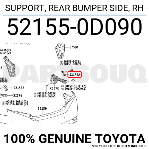 521550D090 Genuine Toyota SUPPORT, REAR BUMPER SIDE, RH 52155-0D090 | eBay