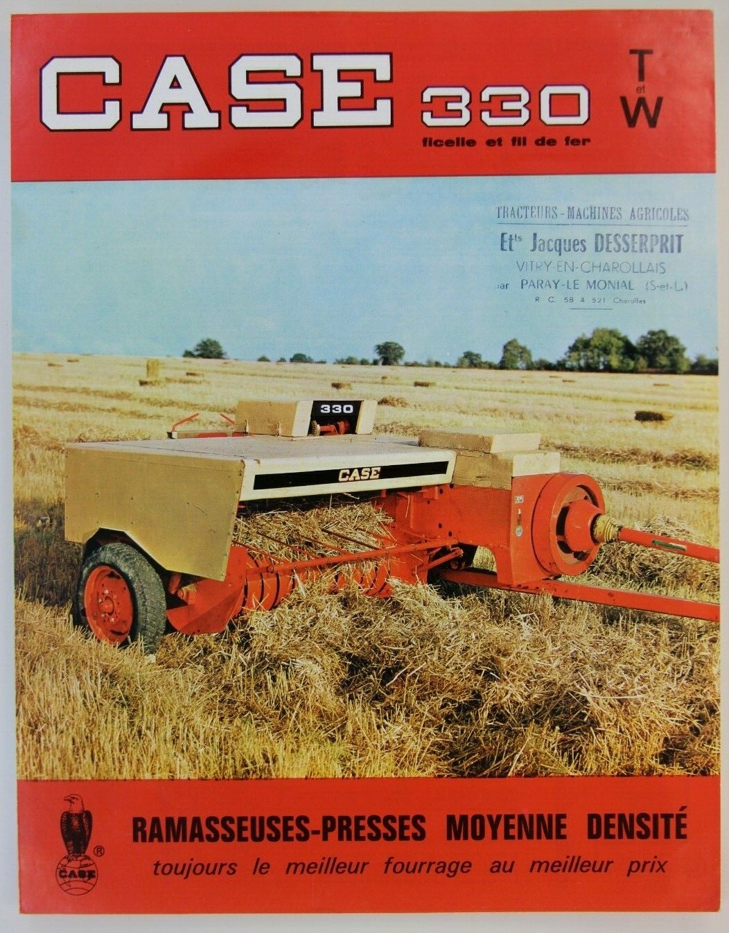 prospectus brochure agricole CASE 330 presse ramasseuse tracteur ...