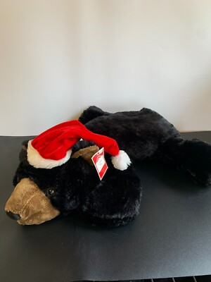 NEW Dandee 24" MTY Floppy Pal Black Bear Red Christmas Santa Hat Plush ...