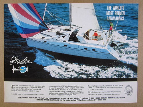 1991 Jeantot Privilege 39 Catamaran Yacht Sailboat photo vintage print ...